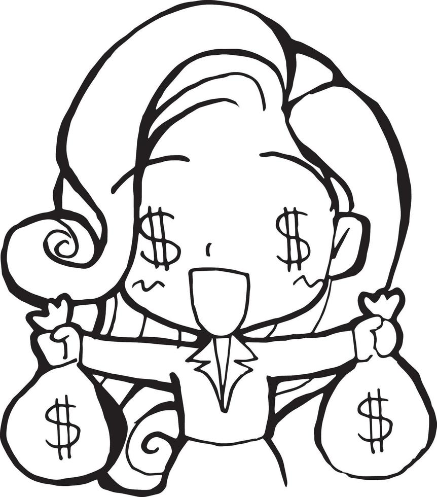 office girl cartoon doodle kawaii anime coloring page cute illustration ...