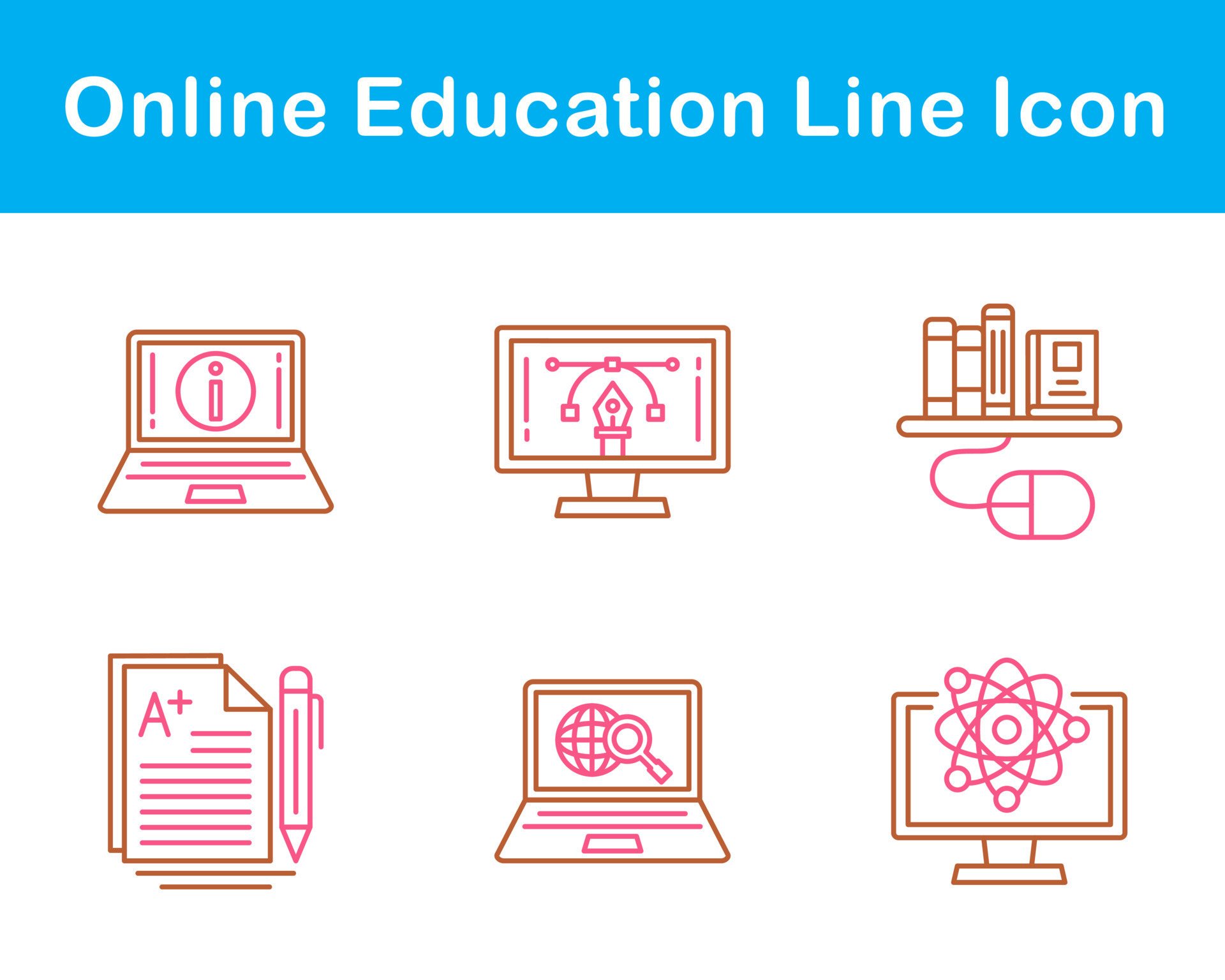 Online Education Vector Icon Set 21207900 Vector Art at Vecteezy