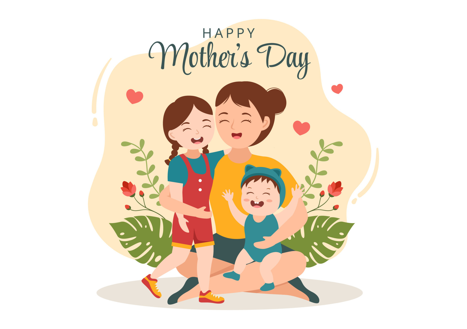 Happy Mother Day on May 14 Illustration with Affection for Baby and ... Happy Mother Day on May 14 Illustration with Affection for Baby and ...