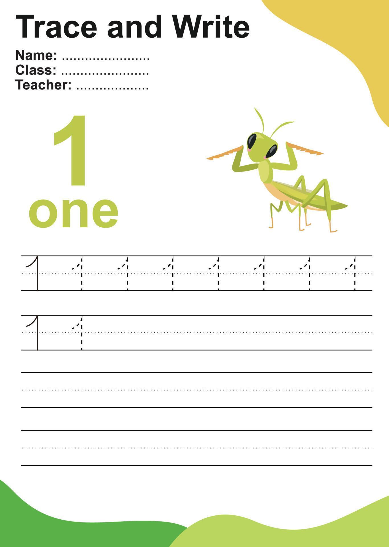 Trace and write number for children. Exercise for children to recognize ...