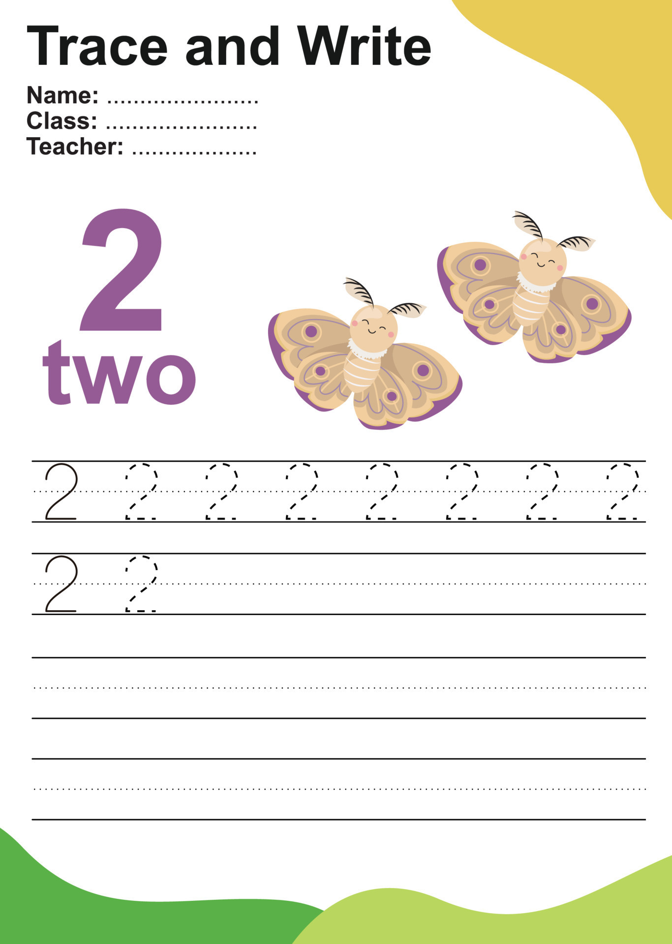 Trace and write number for children. Exercise for children to recognize ...
