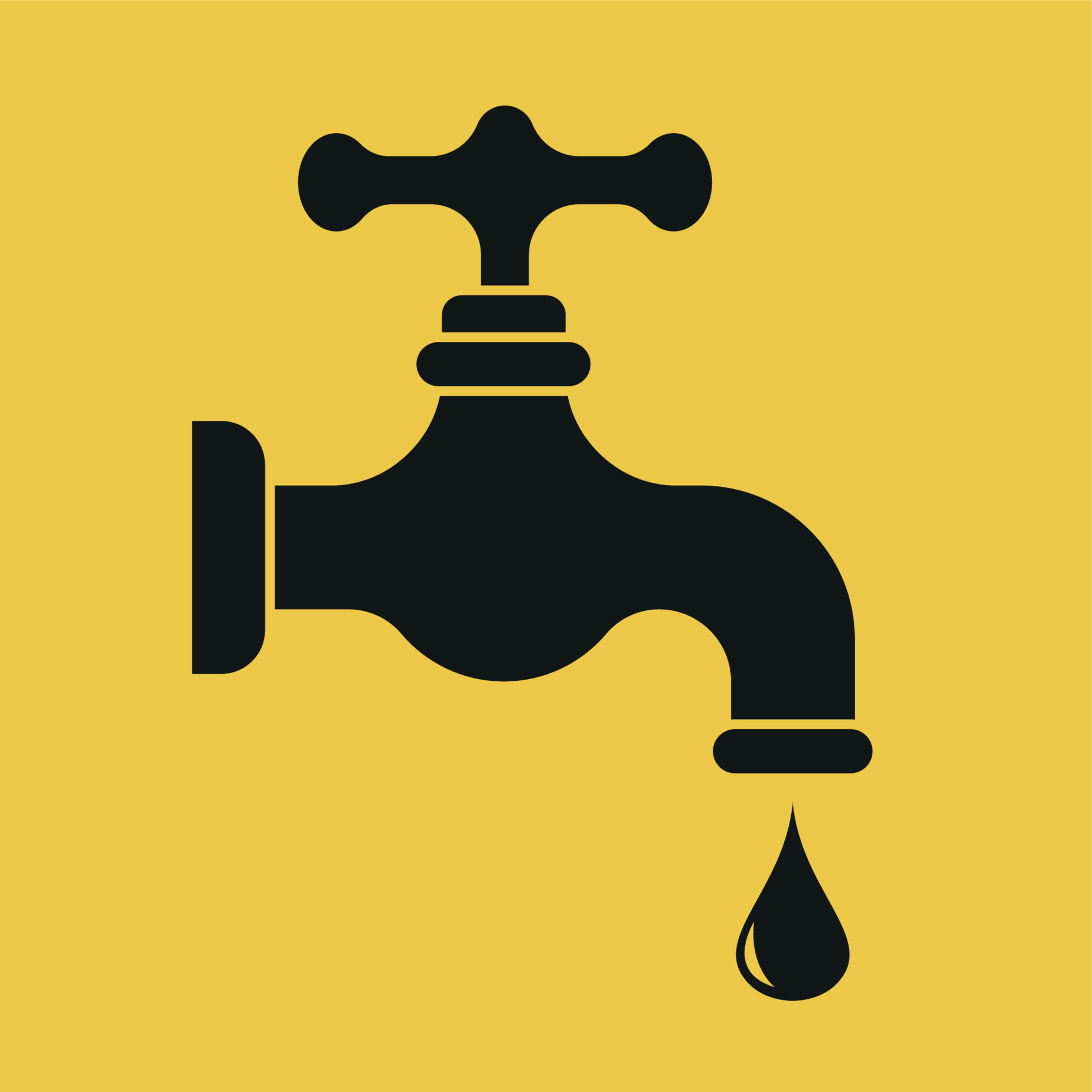Water tap icon for web. Simple water faucet sign vector design. Faucet with falling drop web ...