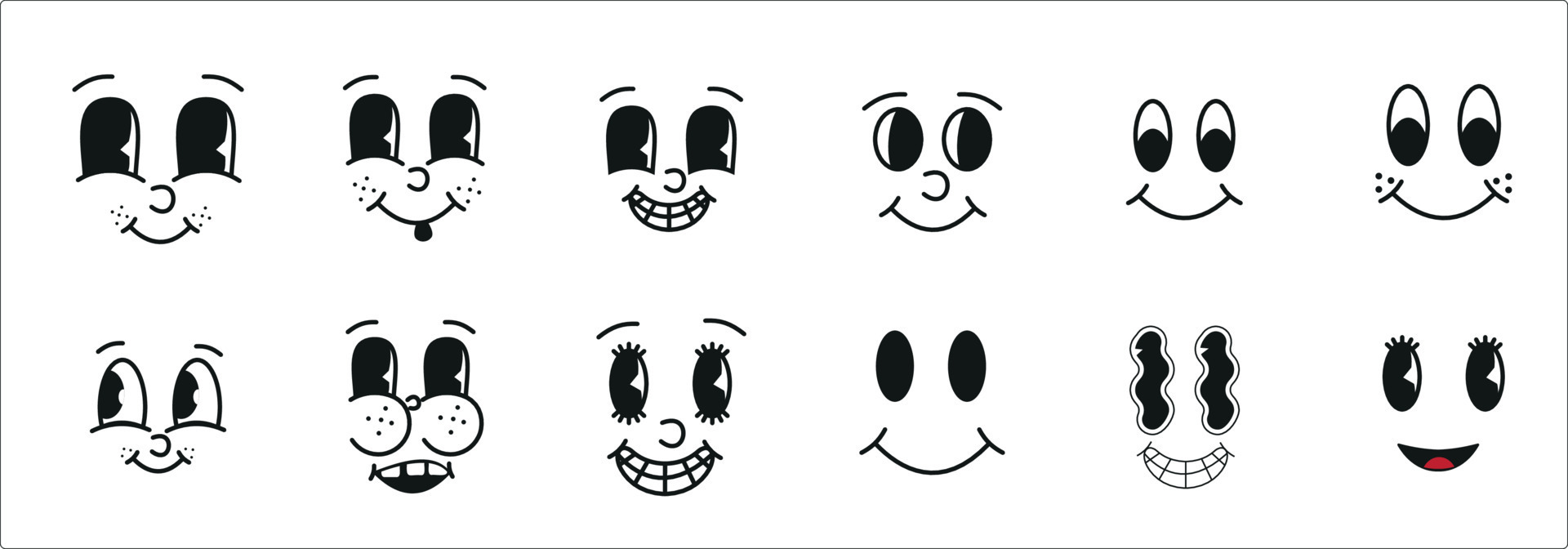 Set of Retro 30s cartoon mascot characters funny faces. 50s, 60s old ... Set of Retro 30s cartoon mascot characters funny faces. 50s, 60s old ...
