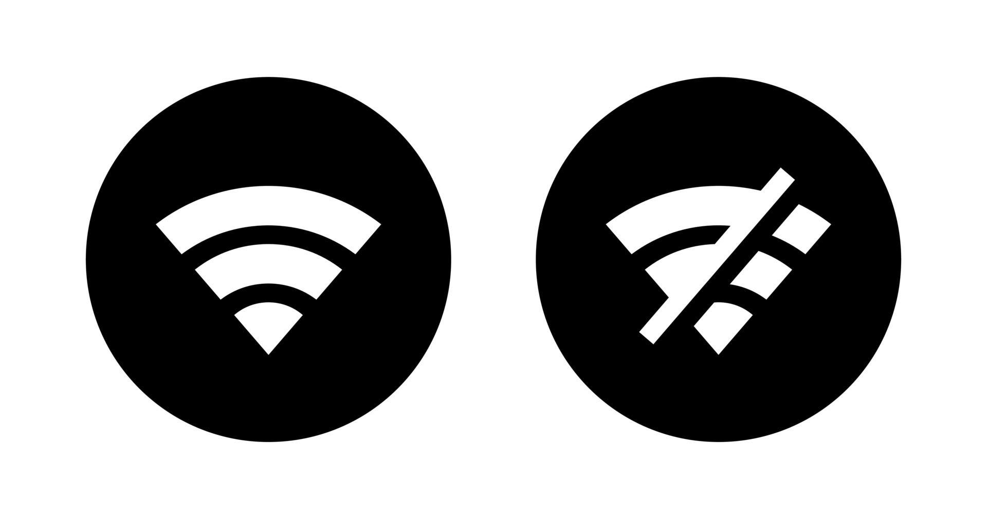 Wifi internet connected disconnected icon vector. Wireless network on ... Wifi internet connected disconnected icon vector. Wireless network on ...
