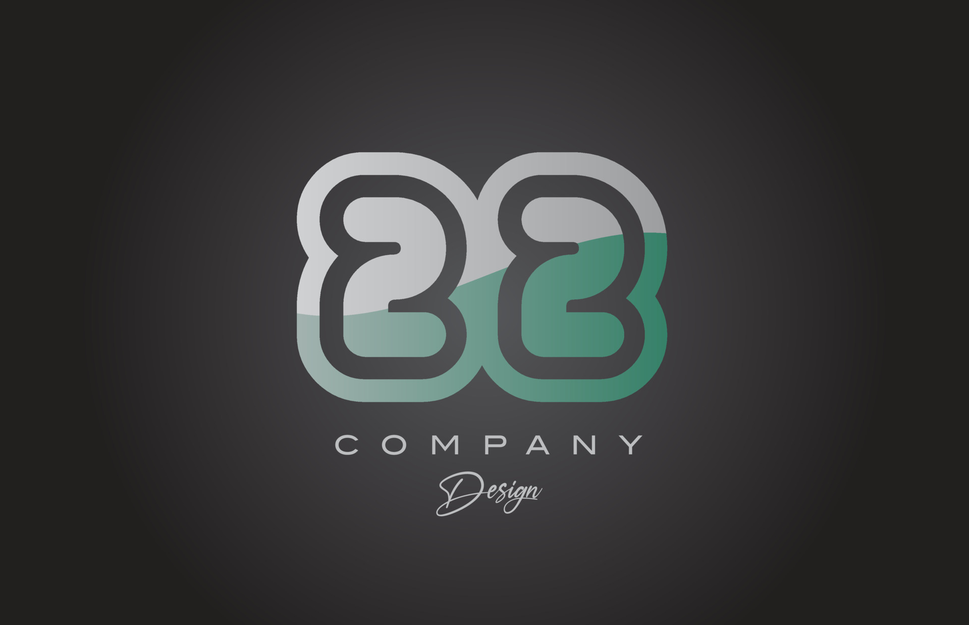 22 green grey number logo icon design. Creative template for company ...