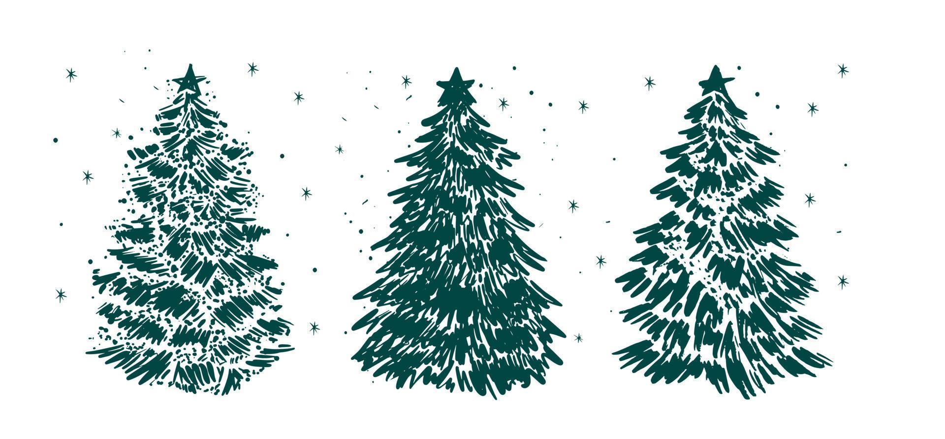 Christmas tree set, Hand drawn illustrations. 21217954 Vector Art at ...