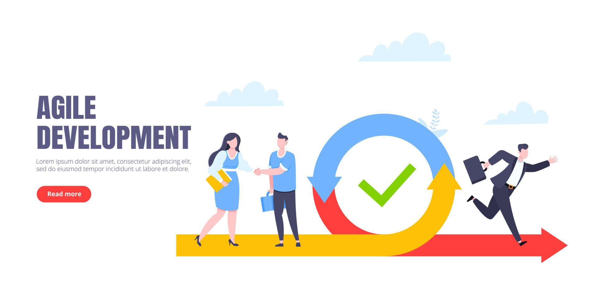 Agile development methodology business concept flat style design vector ...