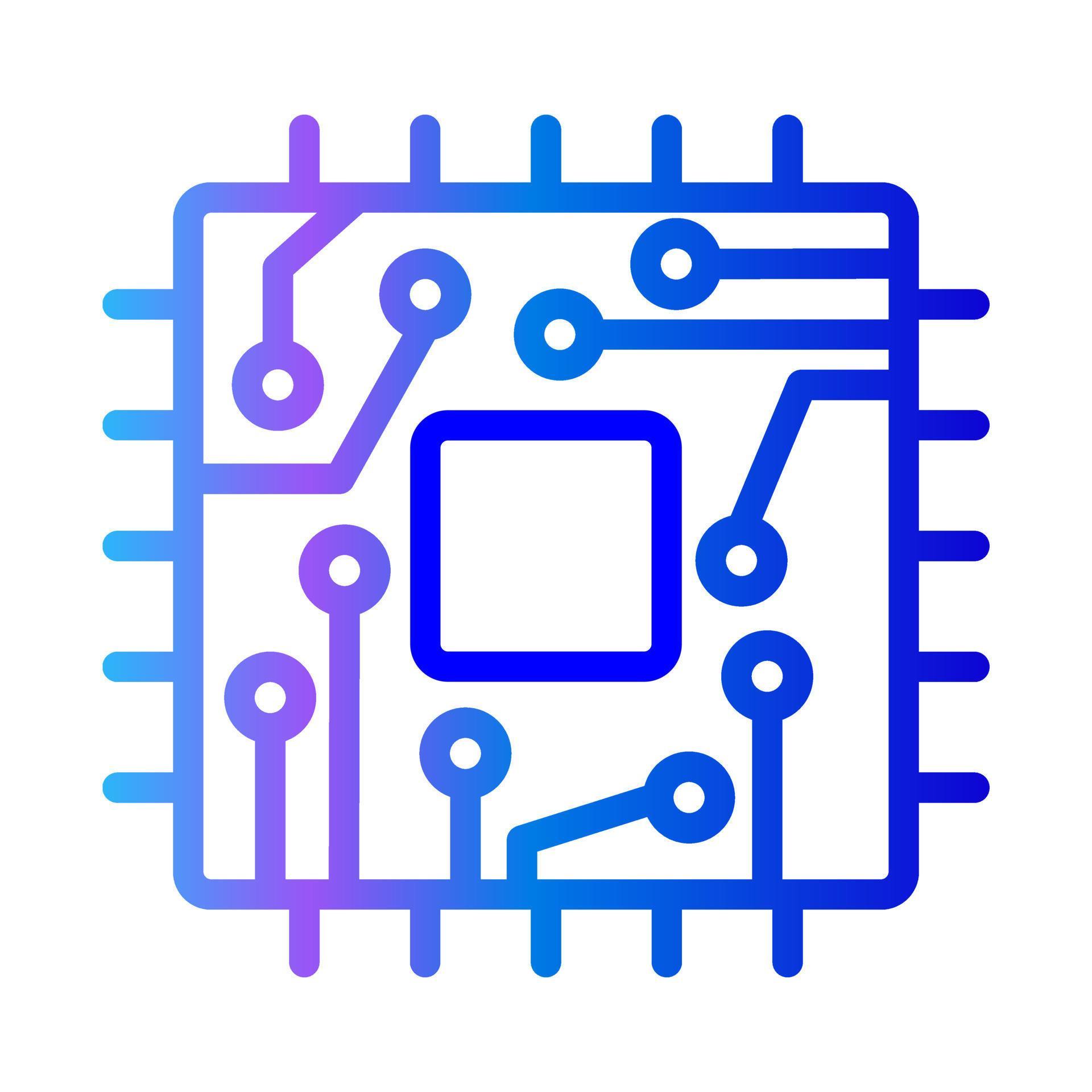 Microchip processor gradient icon. Vector symbol of chip technology. Electronic digital core ...