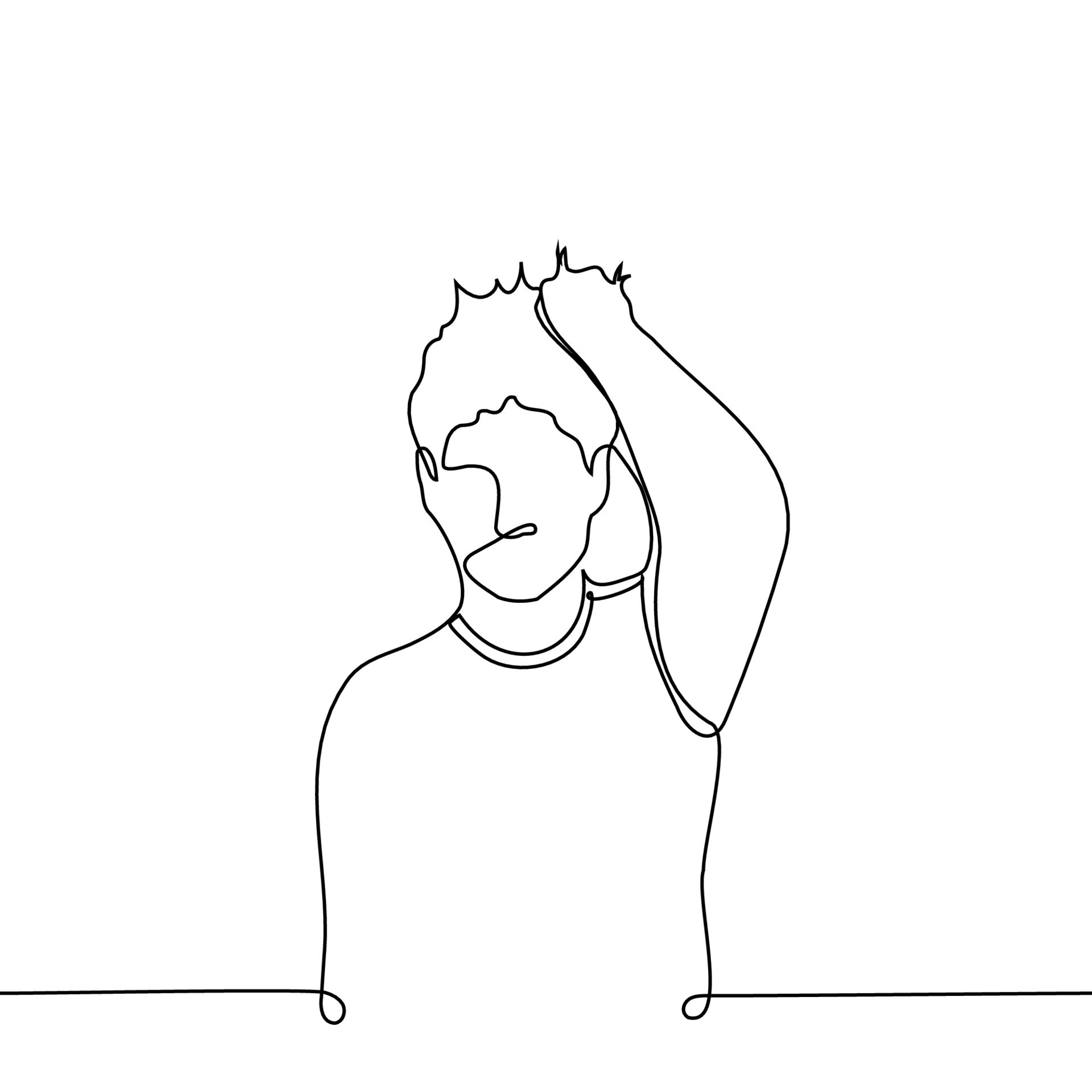 Man Smoothing His Hair With His Hand One Line Drawing Vector Concept Man Styling Himself