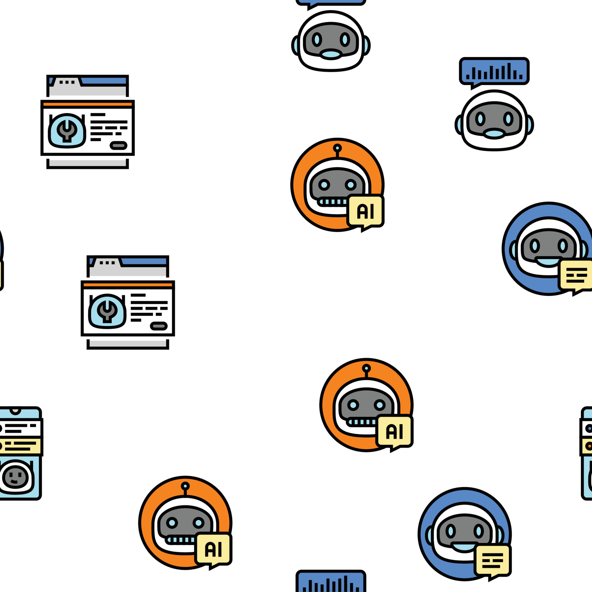 Chat Bot Robot Service Online Vector Seamless Pattern 21228815 Vector