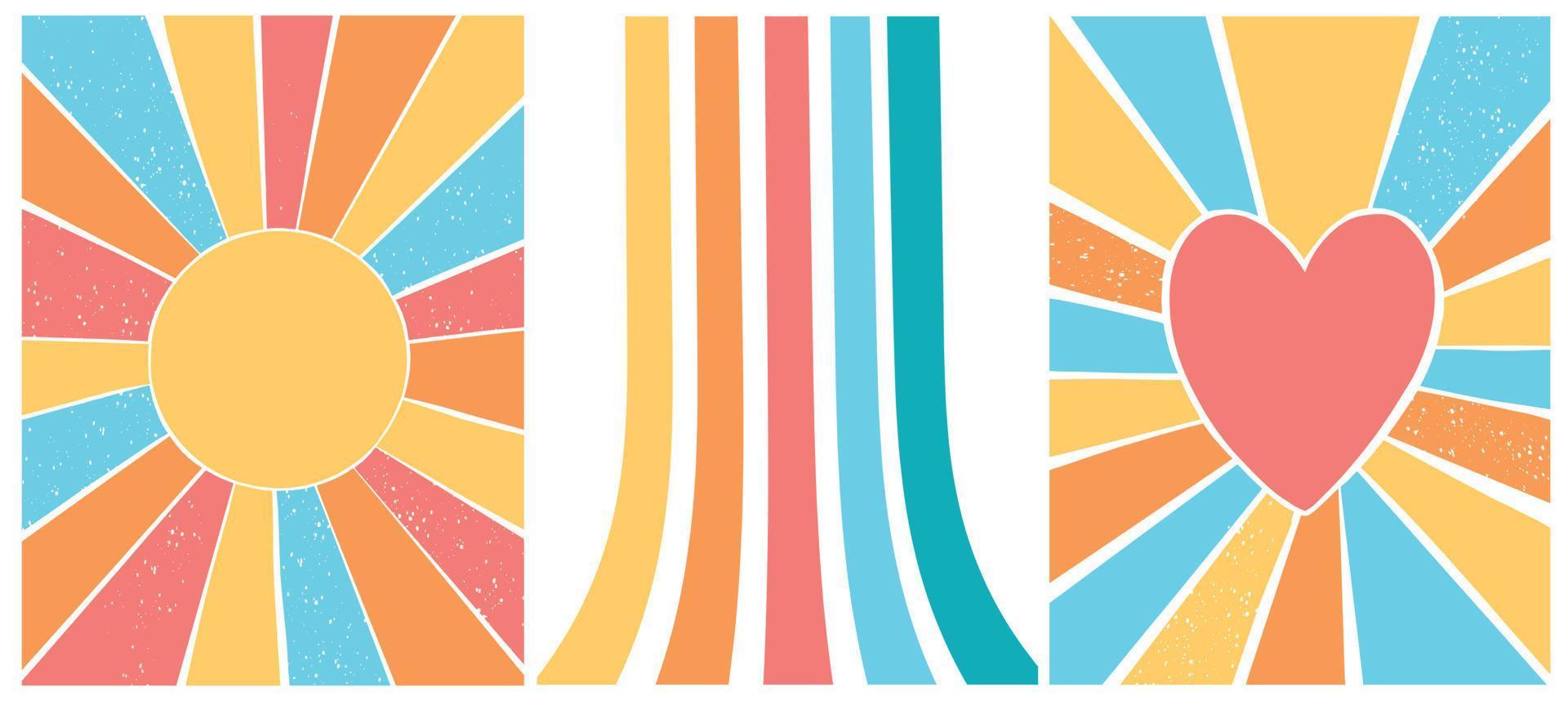 set of abstract groovy prints, posters for greeting cards, covers ...