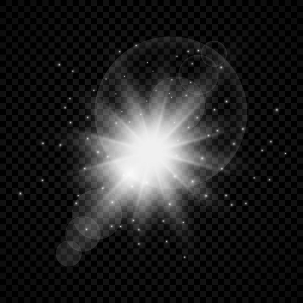 Light effect of lens flares. White glowing lights starburst effects with sparkles 21242061 ...