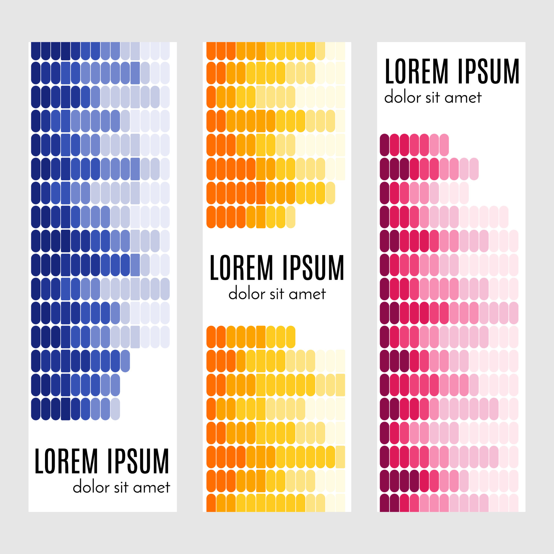 Set Of Abstract Vertical Header Banners With Curved Lines And Place For