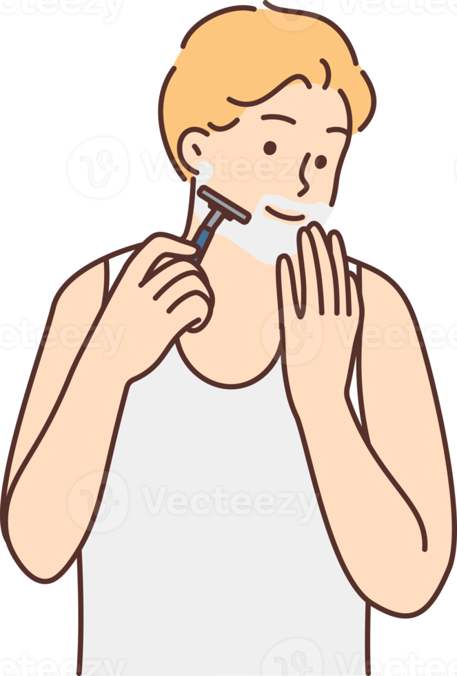 Smiling Man Shaving With Razor 21243469 Png
