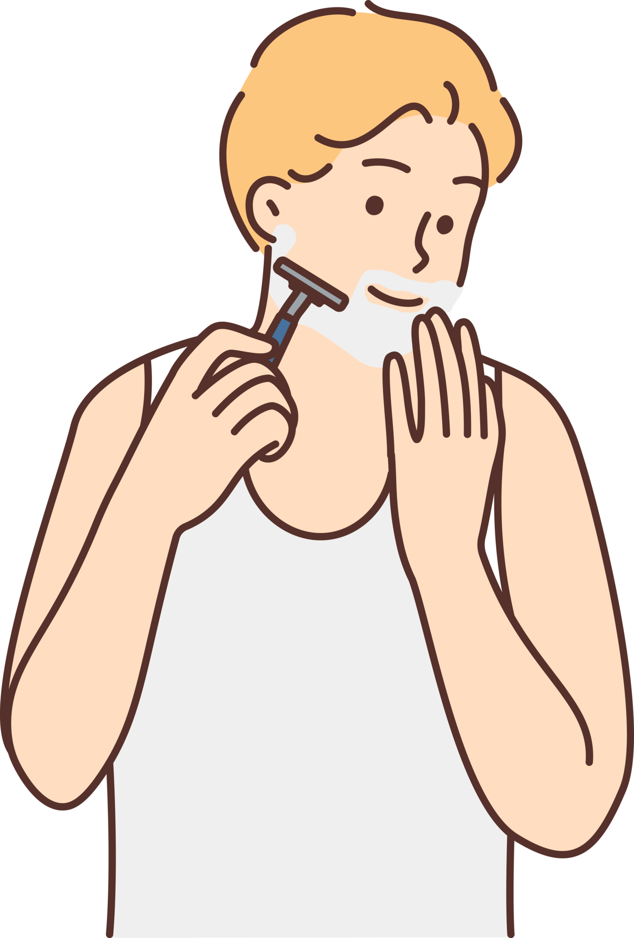 Smiling man shaving with razor 21243469 PNG