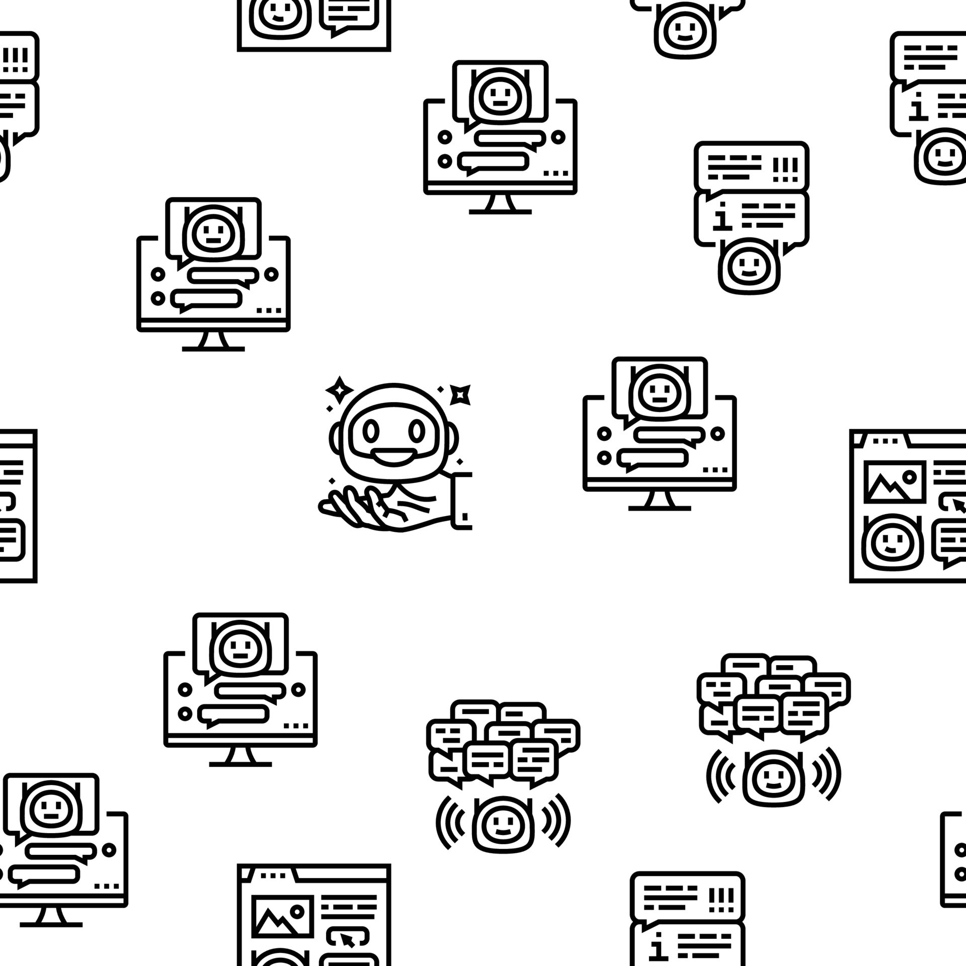 Chat Bot Robot Service Online Vector Seamless Pattern 21244810 Vector