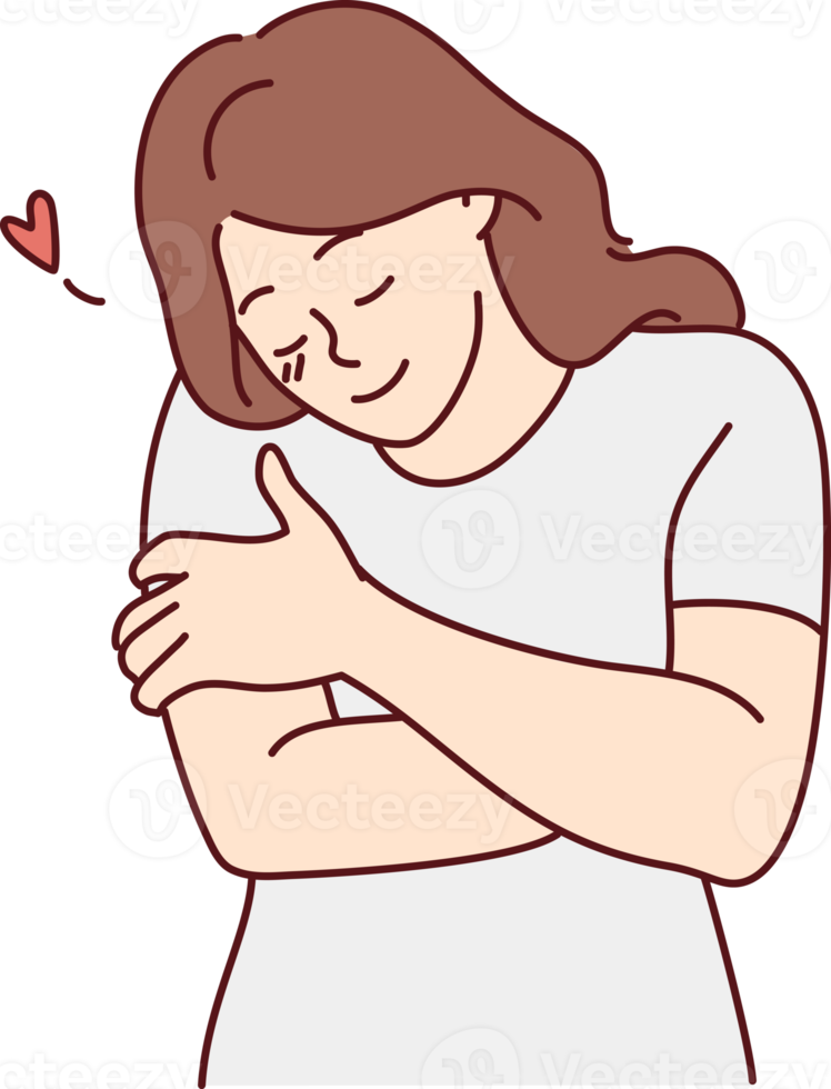 Happy Girl Hug Herself 21247485 Png