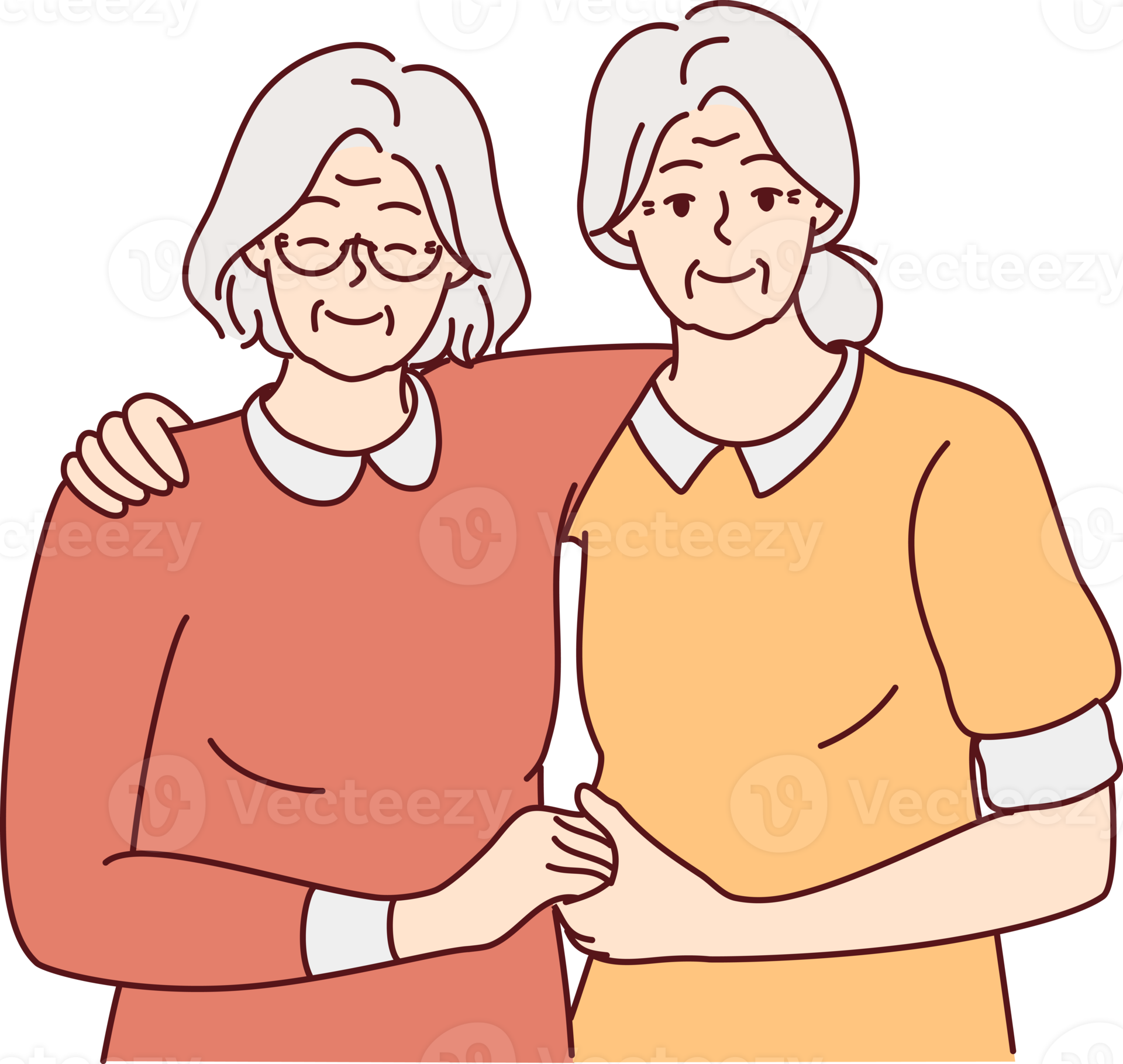 Smiling Mature Women Hugging 21247504 Png