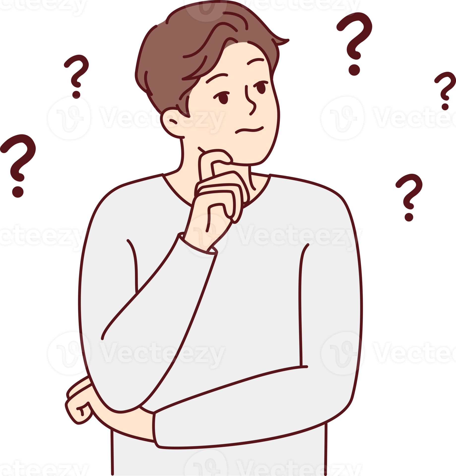 Frustrated man feeling confused thinking 21248613 PNG