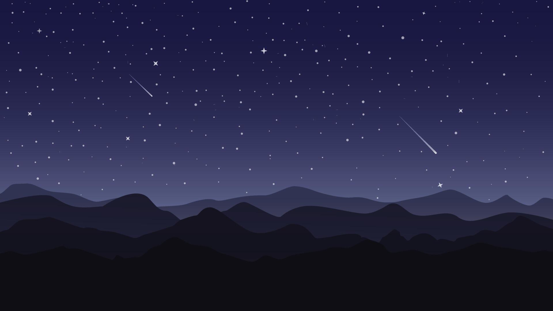 Vector background. Starry night sky. Stars, sky, night. Silhouette of the mountains. 21249965 ...
