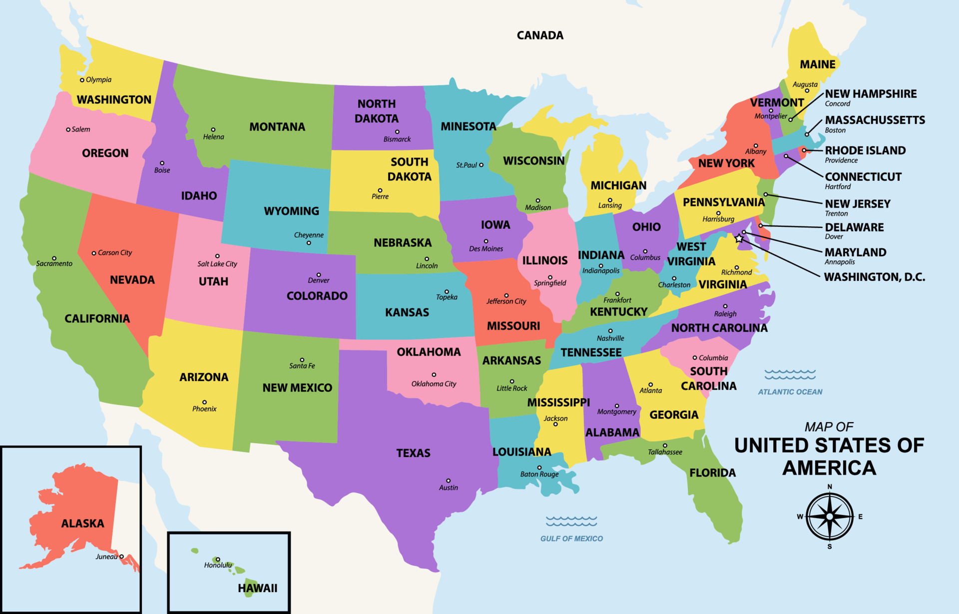 States Of USA Map 21251108 Vector Art at Vecteezy