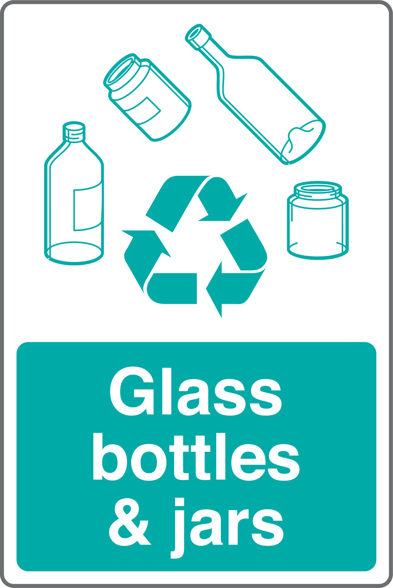 Recycling Waste Management Trash Bin Label Sticker Sign Glass Bottles 