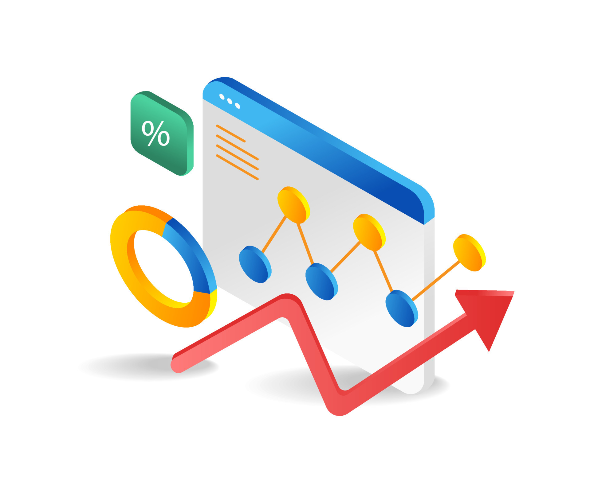 Isometric flat 3d illustration concept of investment business data ...
