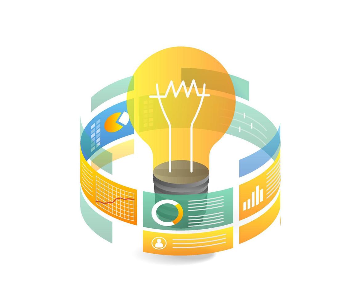 Isometric flat 3d illustration concept smart idea data analyst layout ...