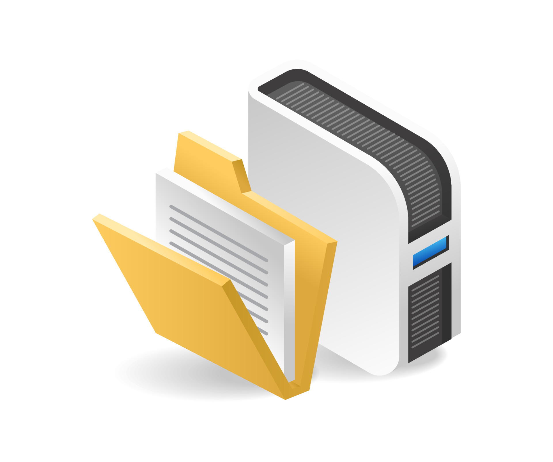 Server data storage folder isometric flat 3d illustration concept ...