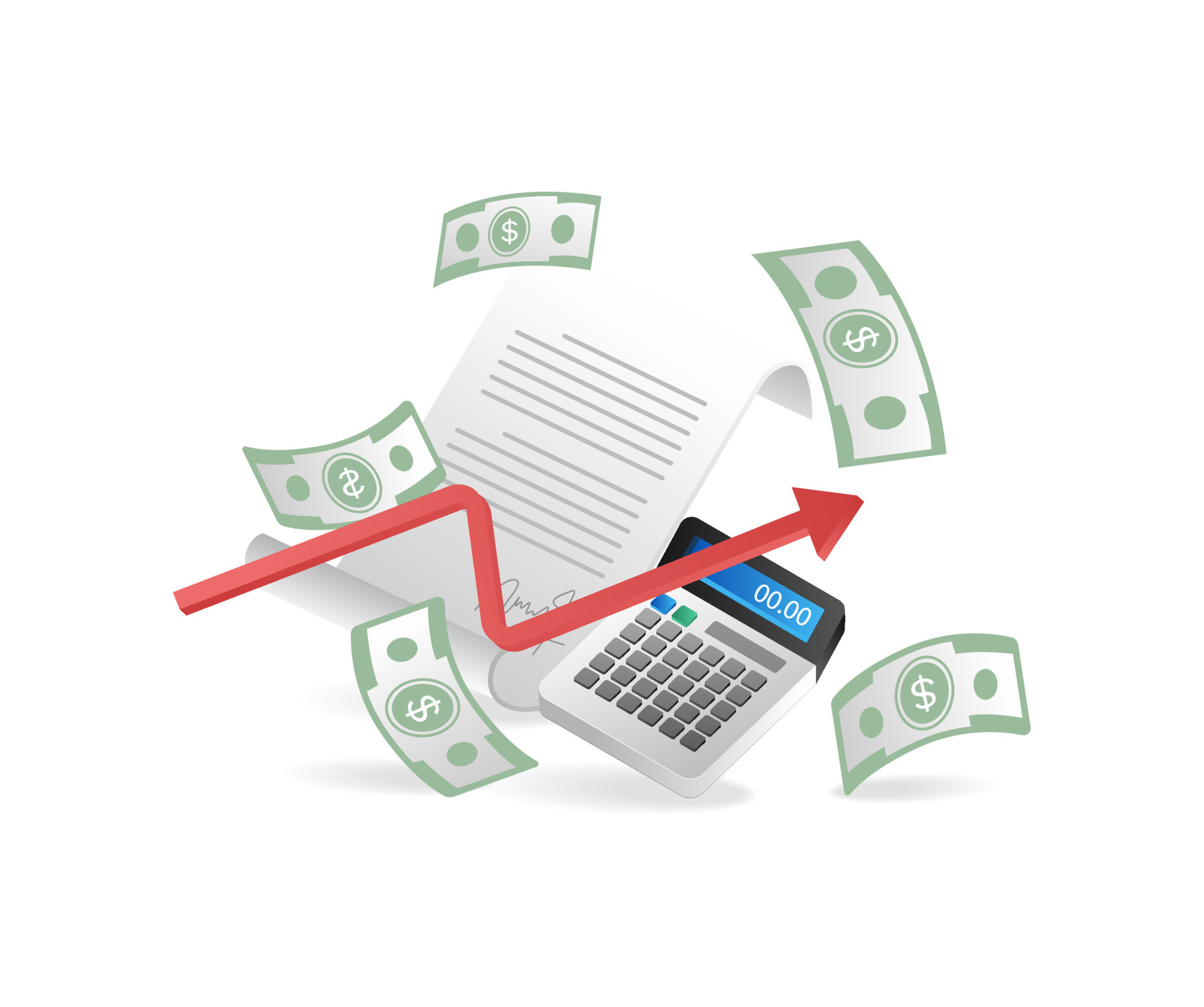 Isometric flat 3d illustration concept of agreement letter calculating ... Isometric flat 3d illustration concept of agreement letter calculating ...
