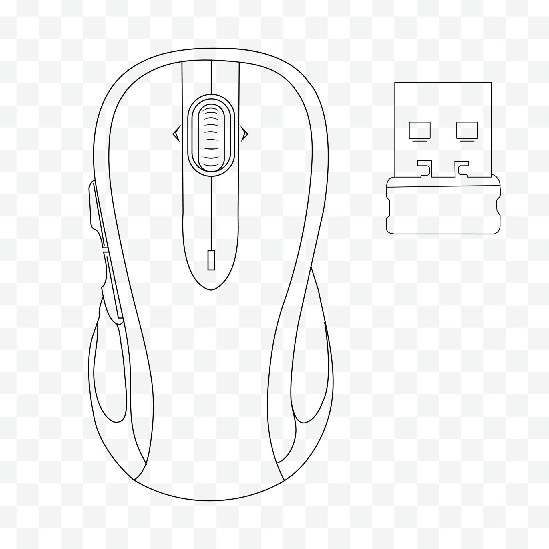 Wireless Computer Mouse Outline Vector Illustration Sleek And Modern Design For Easy Navigation