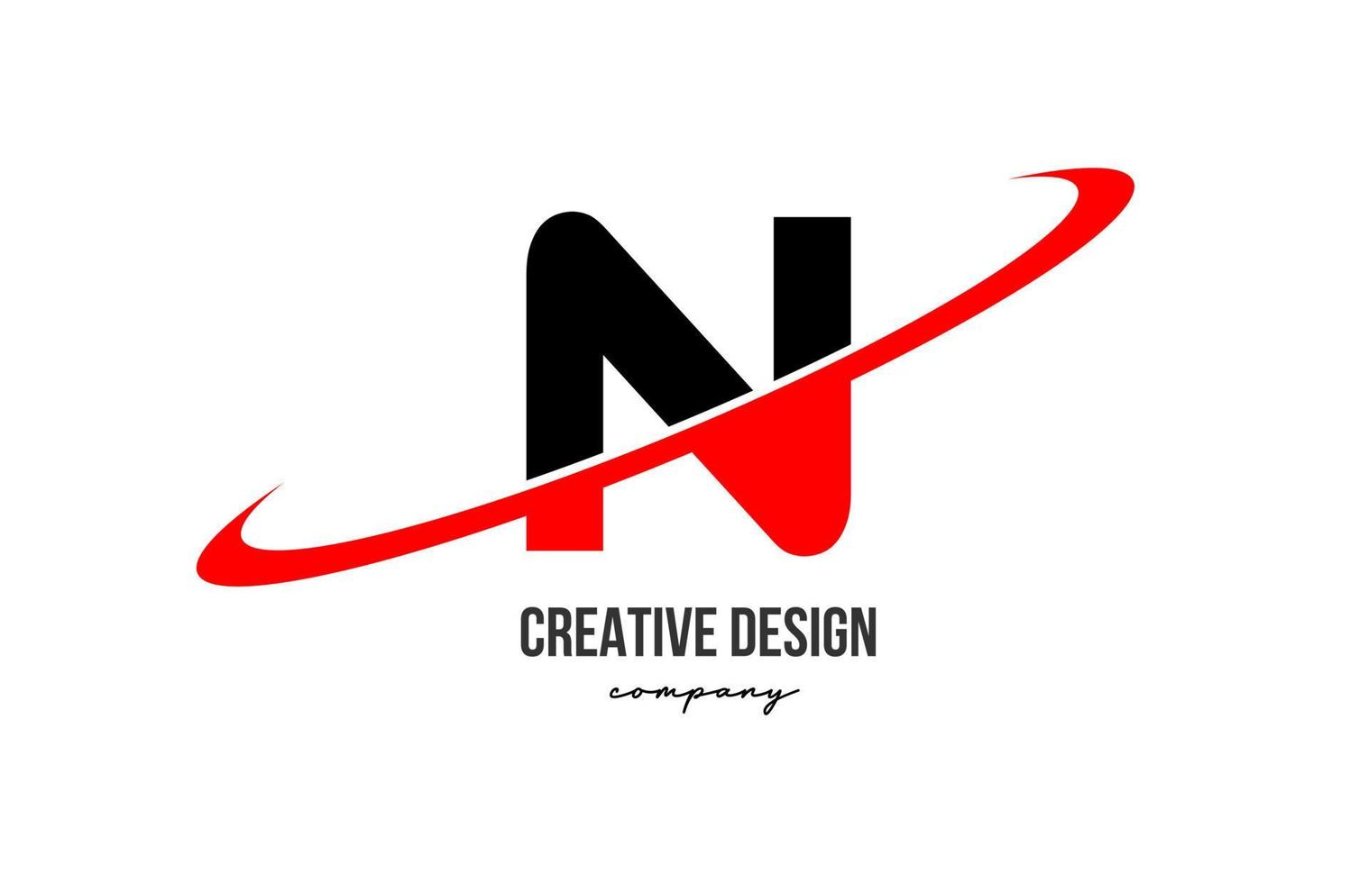 Red black N alphabet letter logo with big swoosh. Corporate creative template design for ...