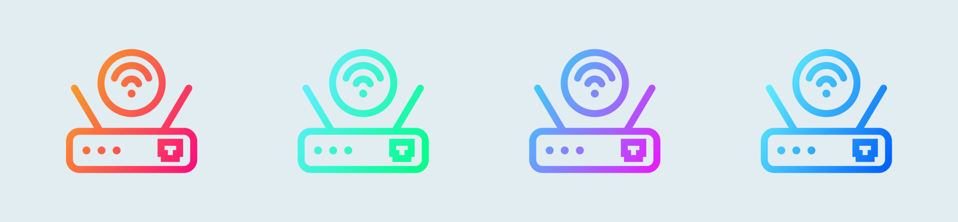 Router Line Icon In Gradient Colors Network Connection Signs Vector
