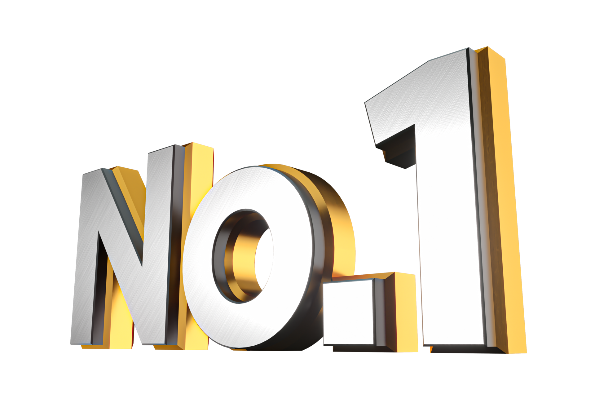 No 1 3d text silver and gold 3d illustration 21299509 PNG