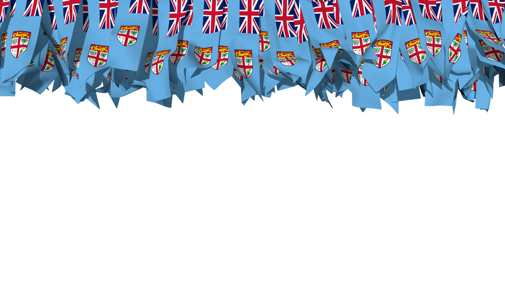 Fiji Flag Different Shapes Of Cloth Stripe Hanging From Top Independence Day 3d Rendering