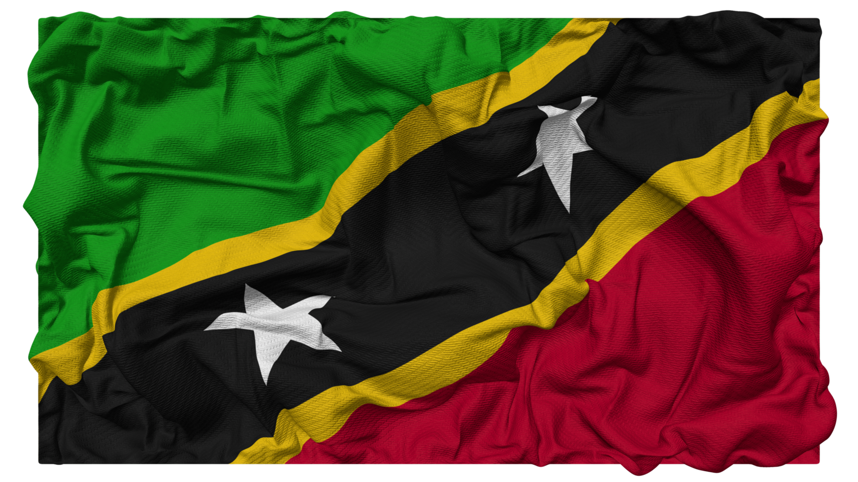 Saint Kitts And Nevis Flag Waves With Realistic Bump Texture Flag