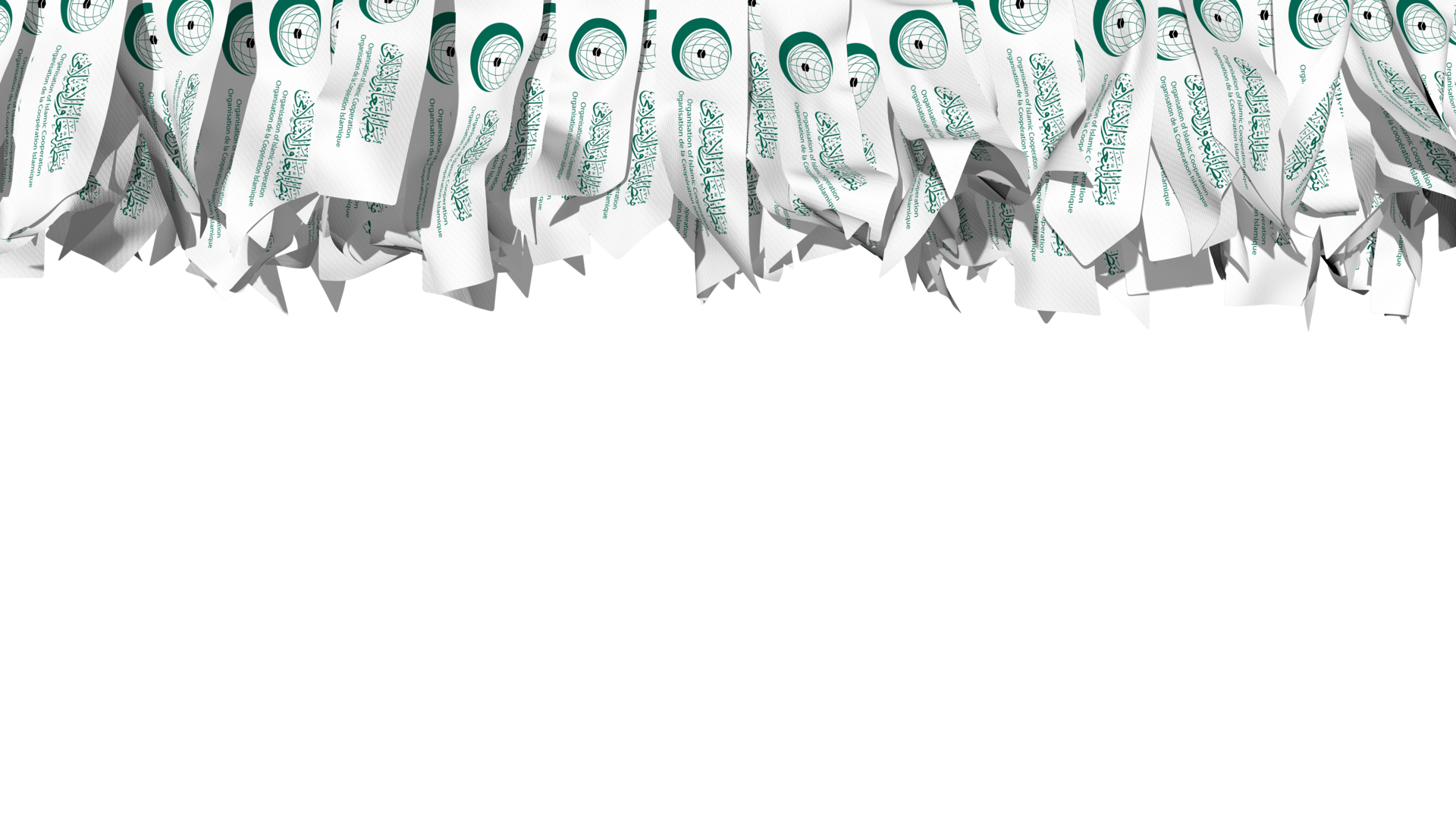 Organisation Of Islamic Cooperation Oic Flag Different Shapes Of Cloth Strip Hanging From Top