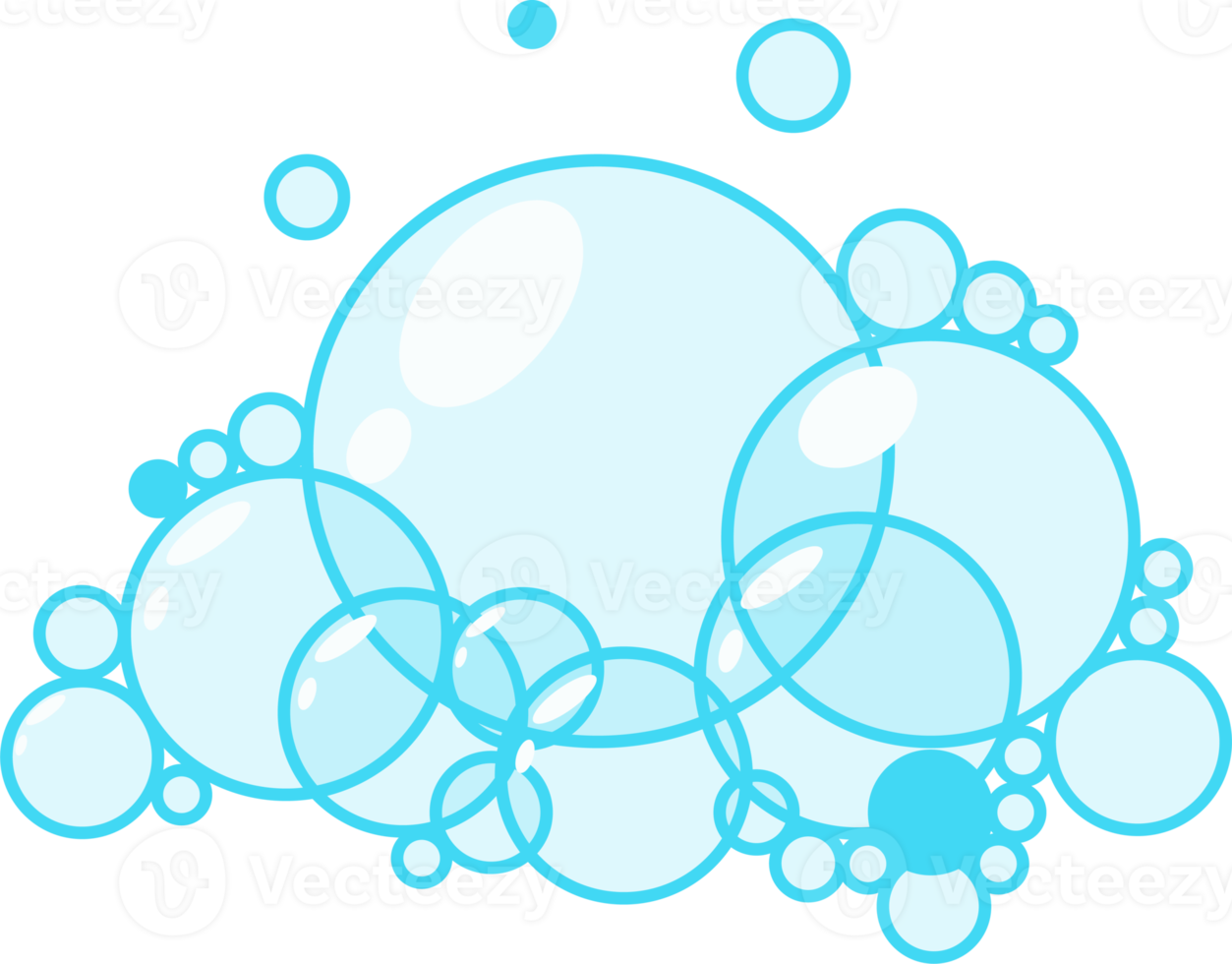 Cartoon Soap Foam Set With Bubbles Light Blue Suds Of Bath Shampoo