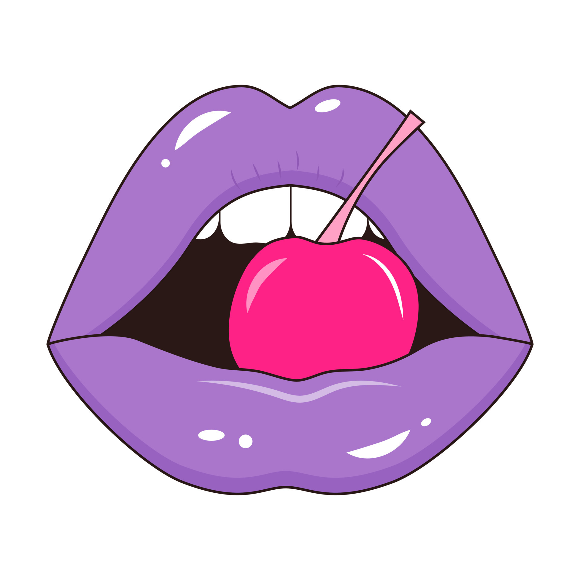 Glossy Half Opened Mouth With Cherry In Pop Art Style Female Lips 21304067 Vector Art At Vecteezy