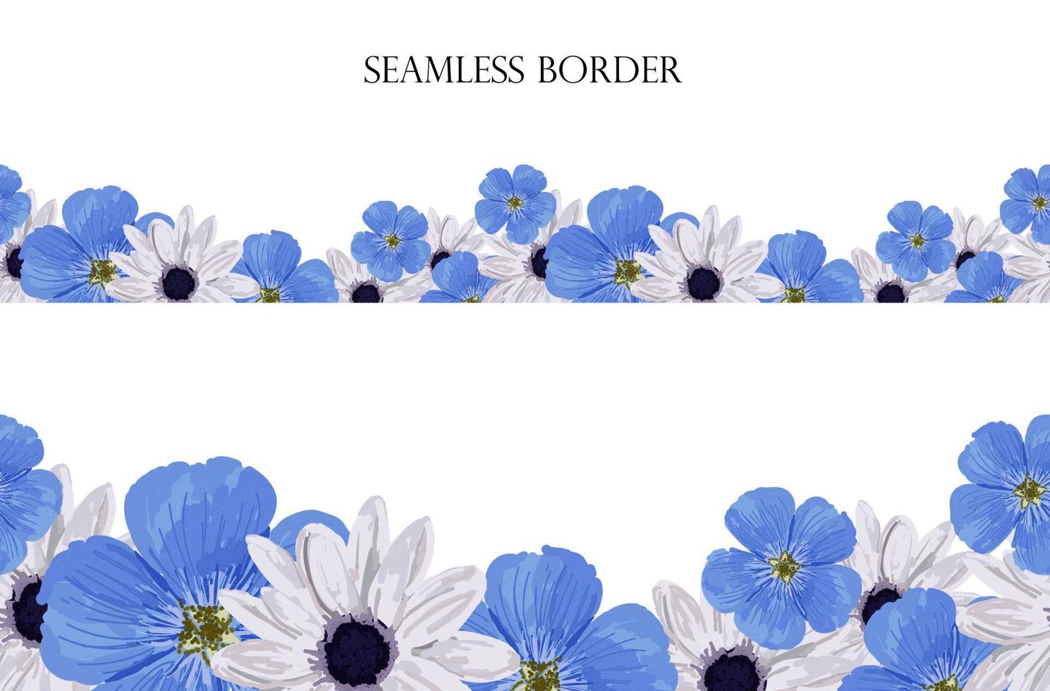 Seamless floral border with blue flowers. Fashionable pattern on a ...