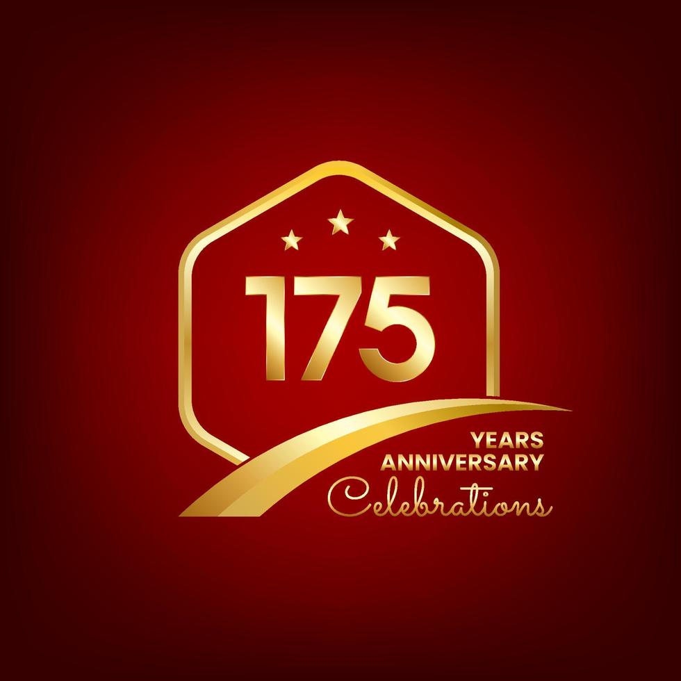175 years anniversary inside of gold hexagon and curve with red backgrounds 21308957 Vector Art ...