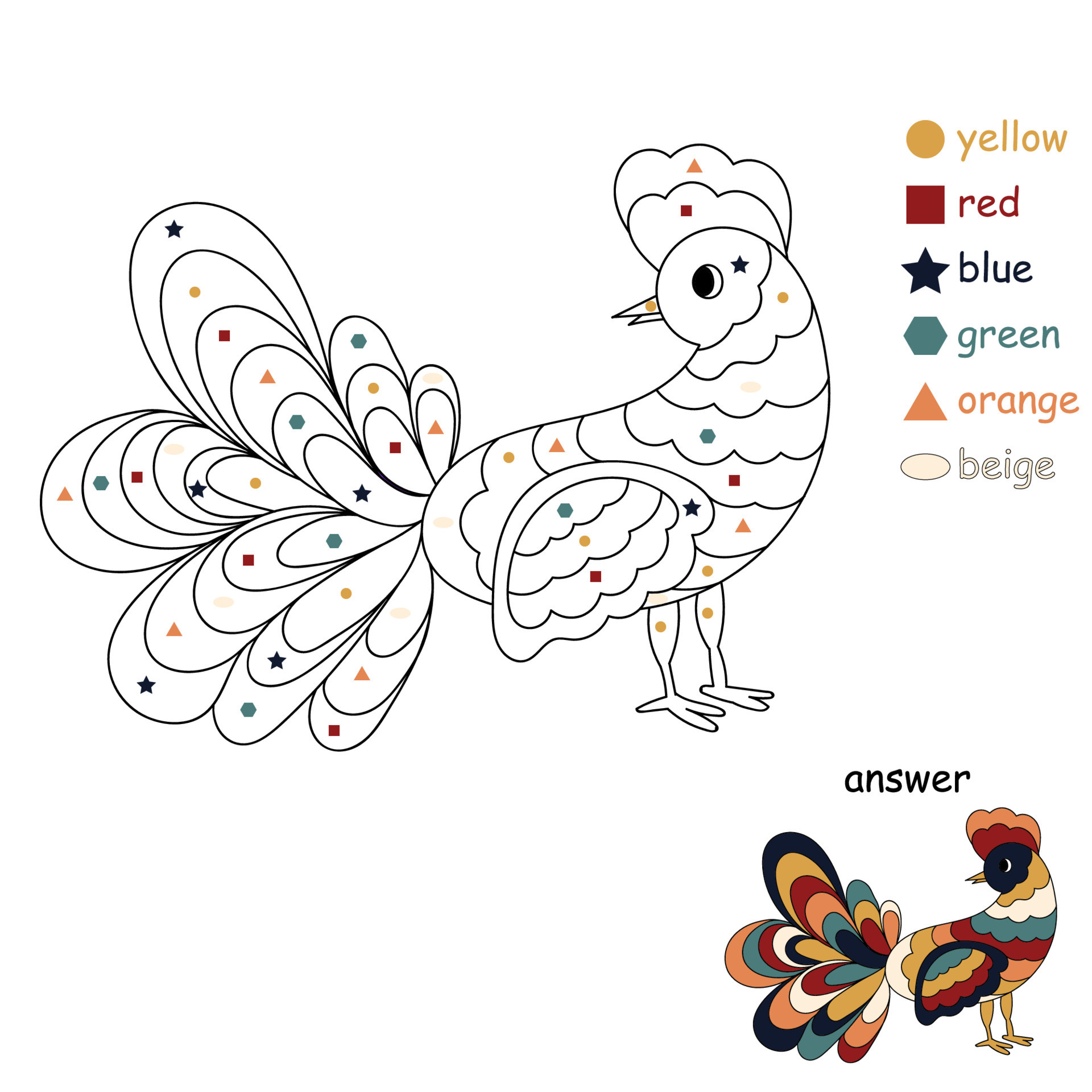 Drawing by numbers. Draw a bird. Concept drawing for a coloring book ...