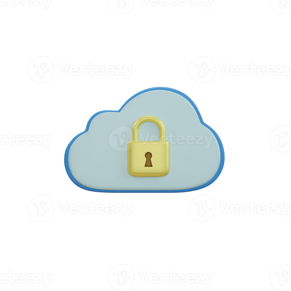 Cloud And Locked Padlock Security Data To Cloud Computing Concept
