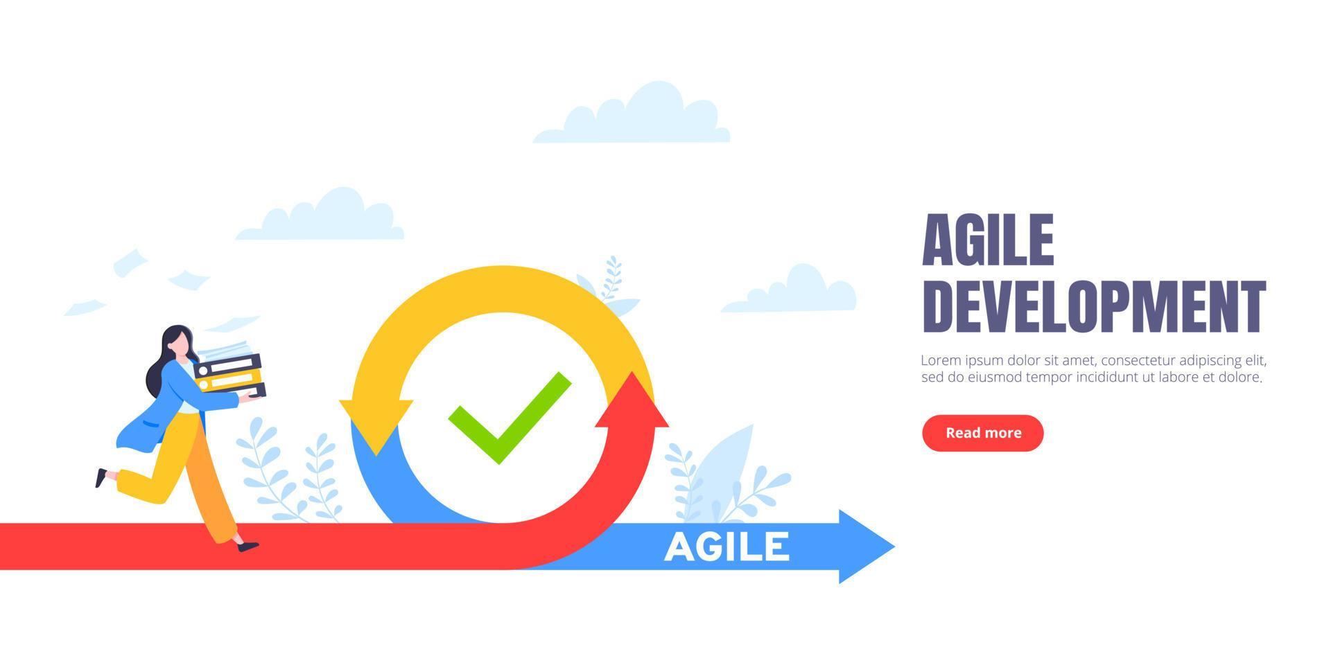 Agile development methodology business concept flat style design vector ...