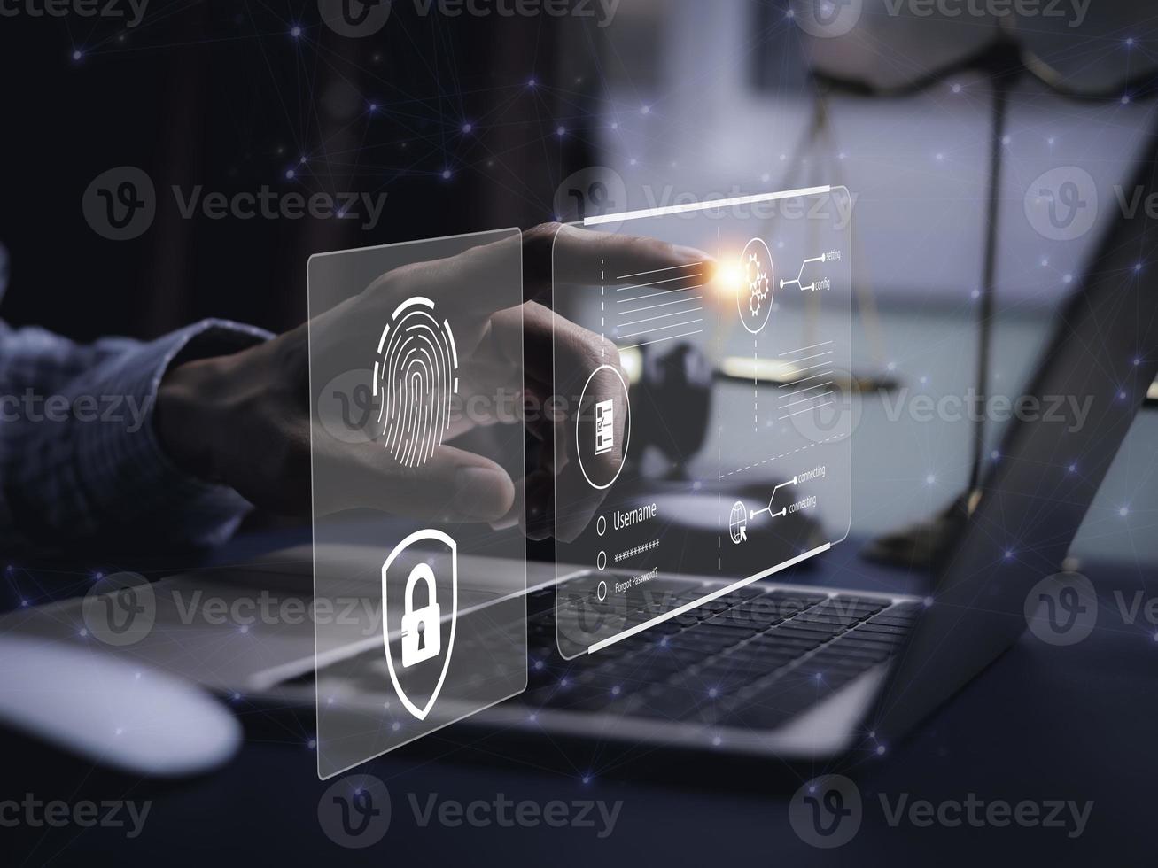 Person Hold The Key Lock Icon Protecting Personal Information Online