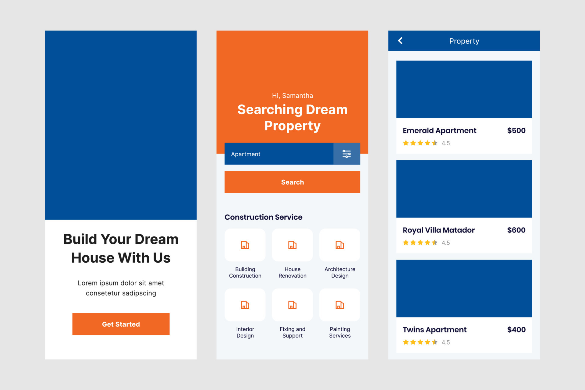 Property design application ui kit for android and ios mobile 21333414 ...