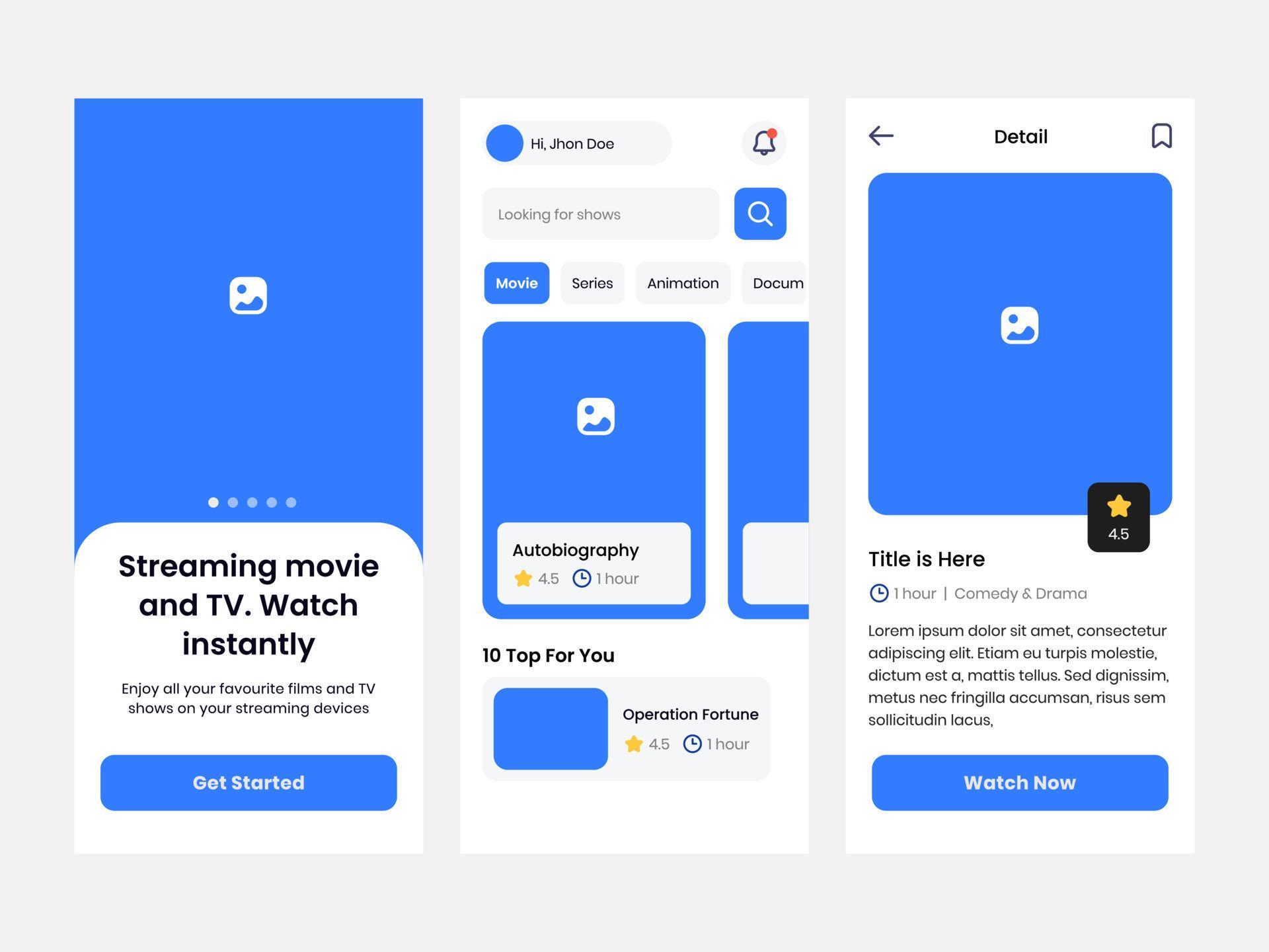 Clean Ui Ux Design Template Vector Suitable For Mobile Application Streaming Movies Food