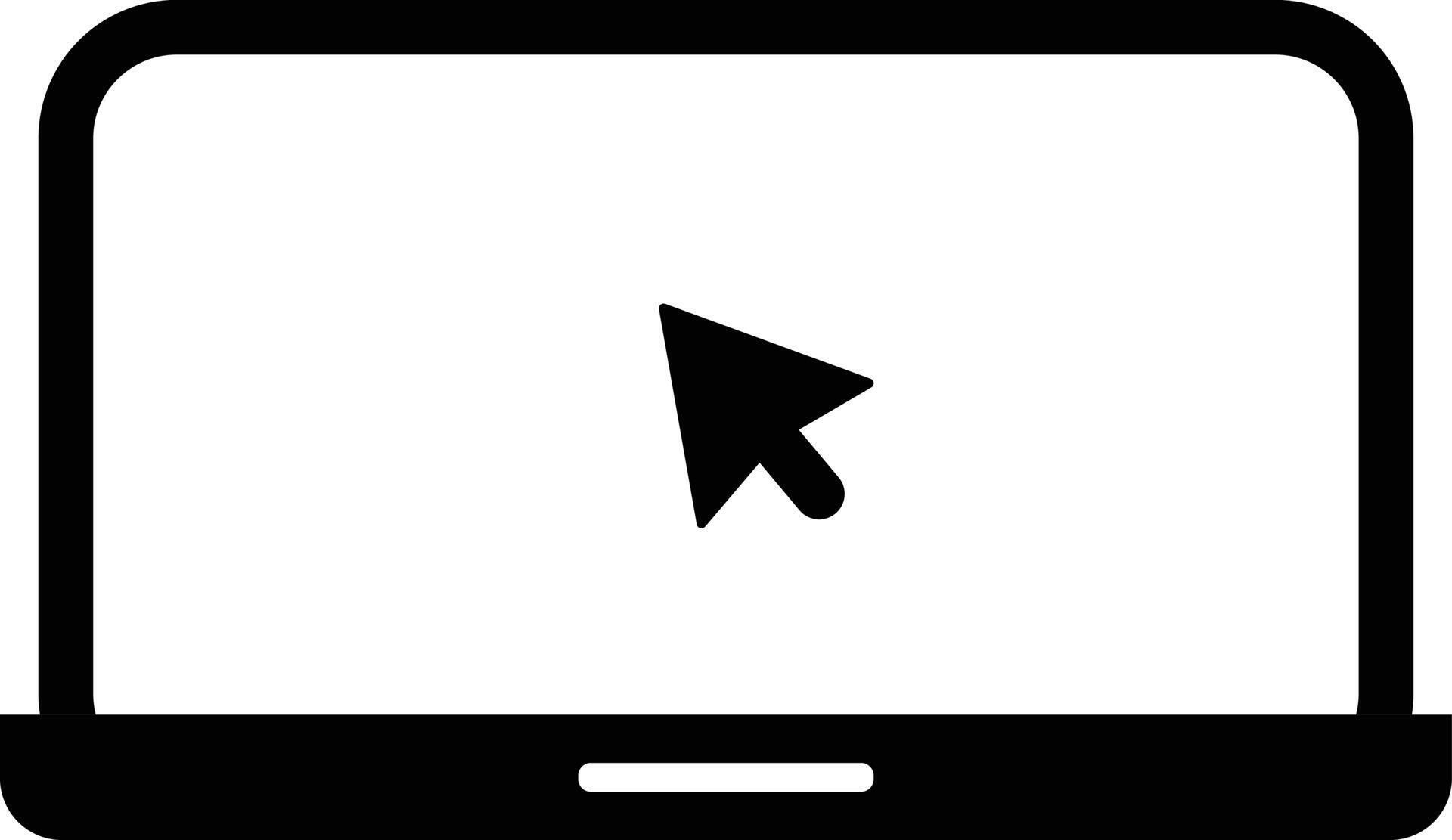 Laptop with pointer or cursor icon isolated. Notebook screen template ...