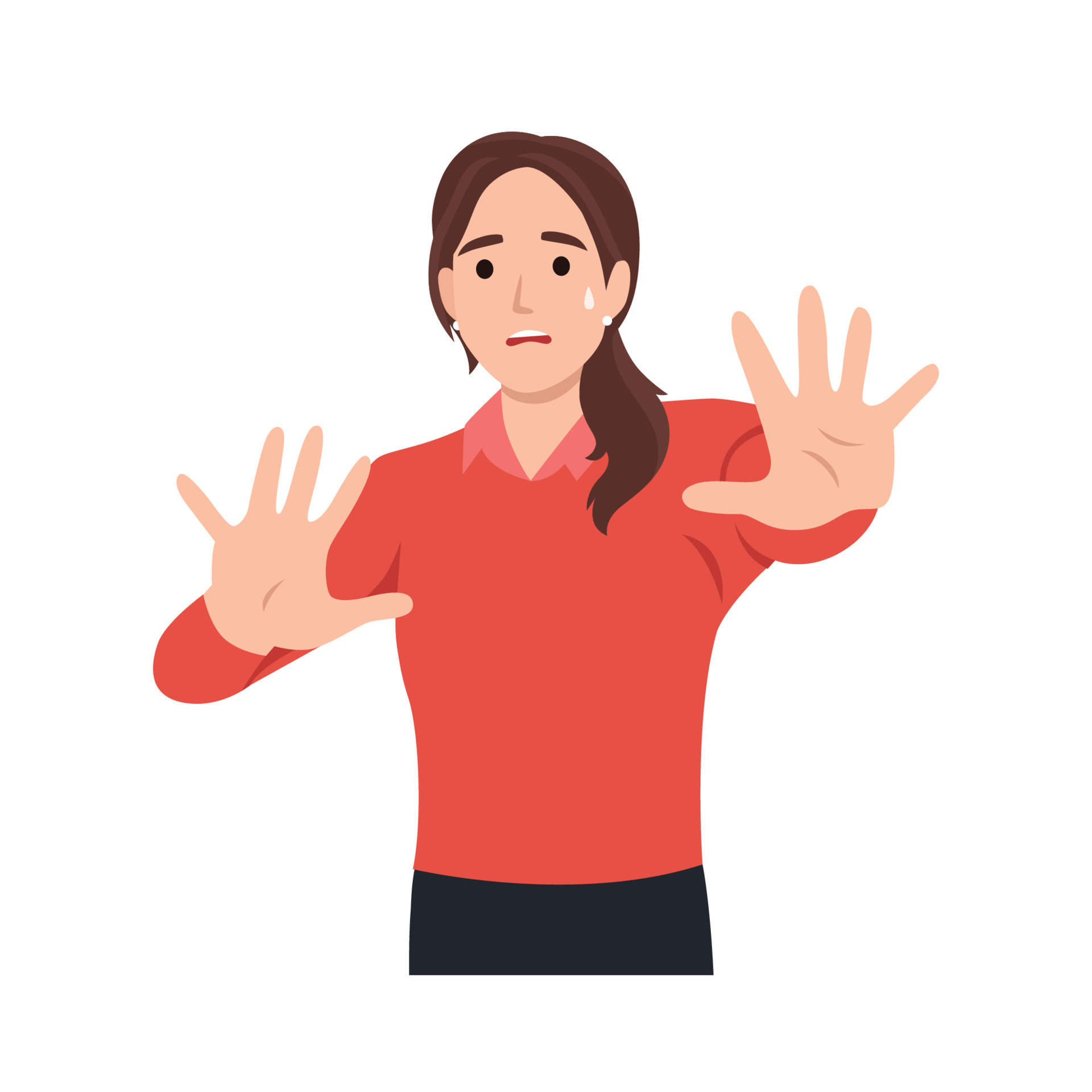joven mujer dibujos animados personaje haciendo detener con su manos ... joven mujer dibujos animados personaje haciendo detener con su manos ...