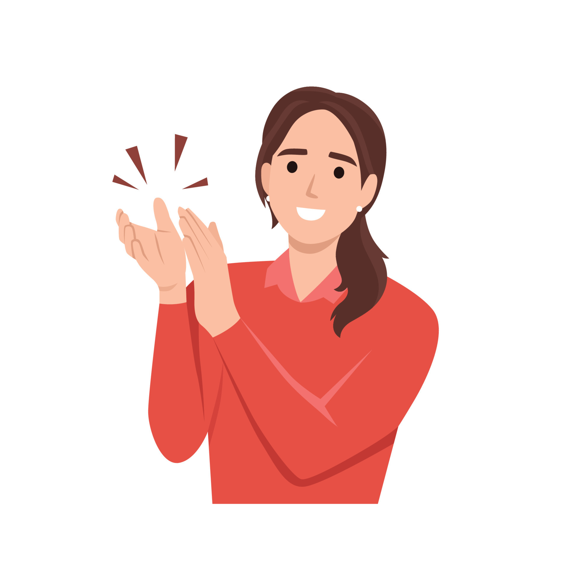 Young woman clapping hands thanking or showing appreciation at event. 21333873 Vector Art at ...